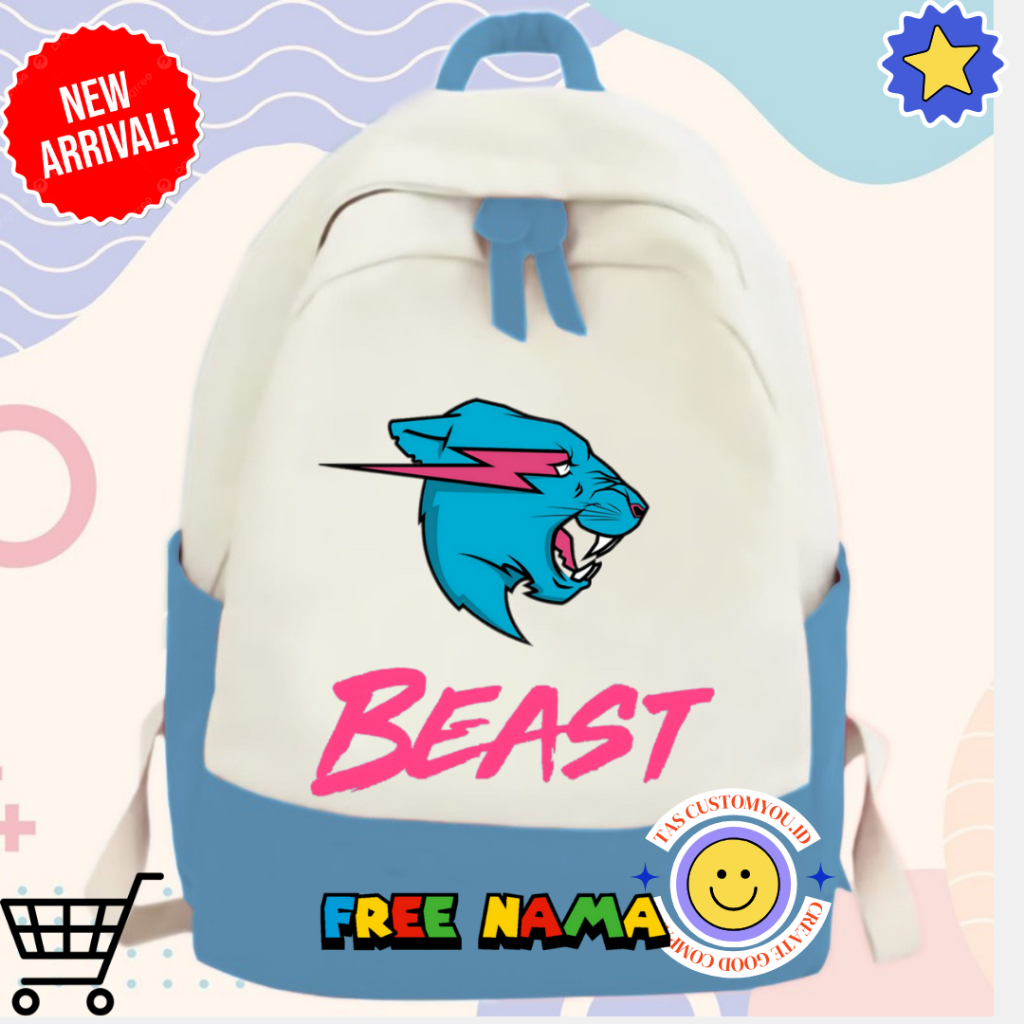 Mr Beast Character School Backpack Free Name | Shopee Malaysia