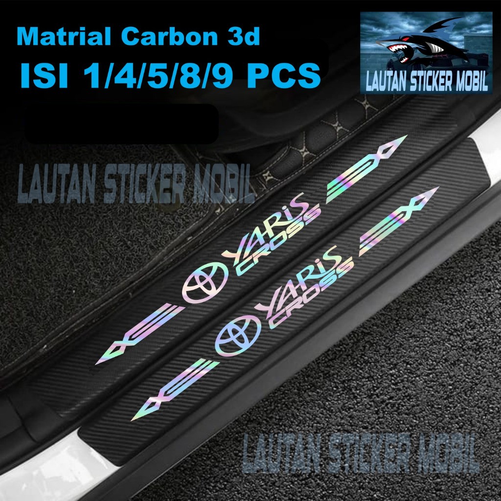 1 set 9pcs cutting stickers sillplates 3d carbon material for toyota ...