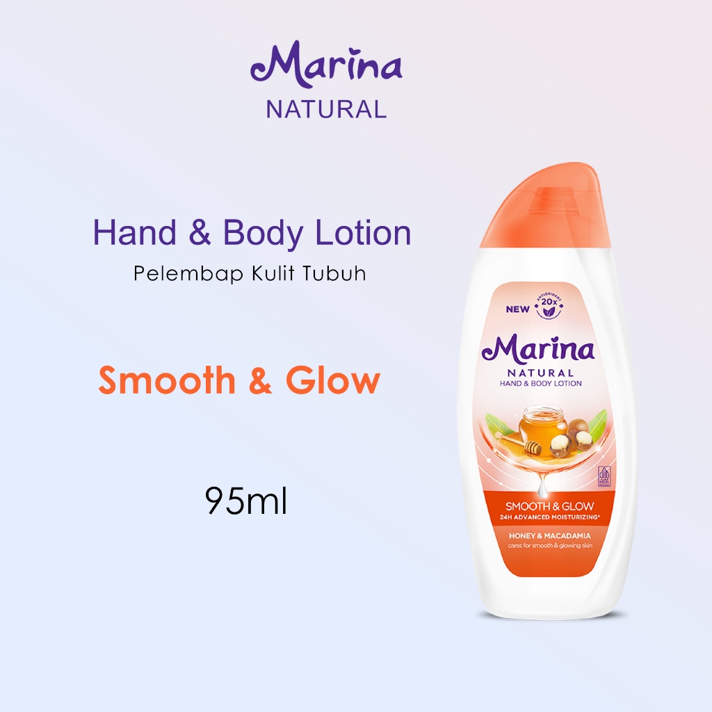Marina Hand & Body Lotion Natural Smooth & Glow 95ml Hand Foot Body ...