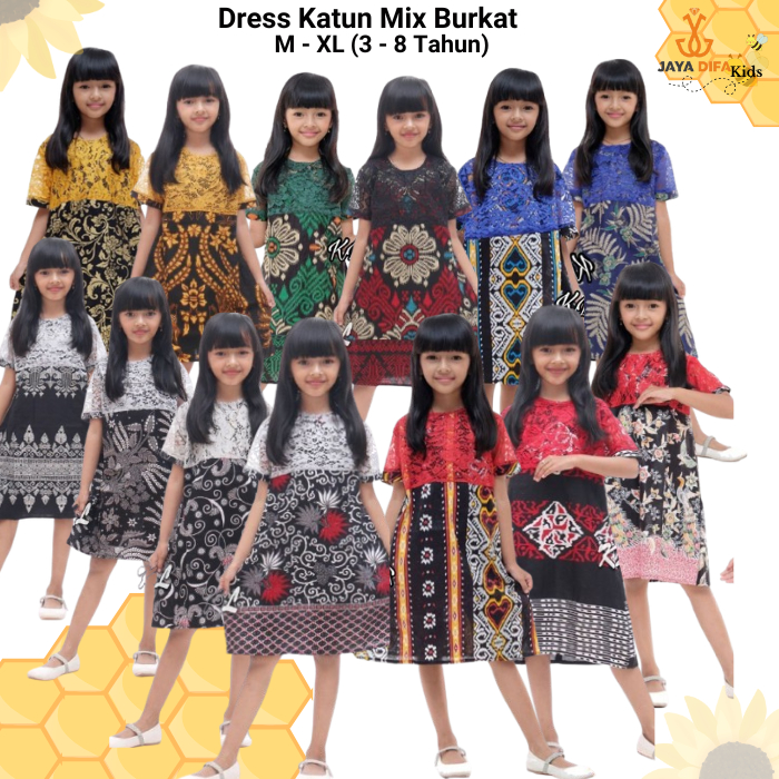 KATUN Batik Negligee Dress for Little Girls Girls prima Cotton Fabric ...