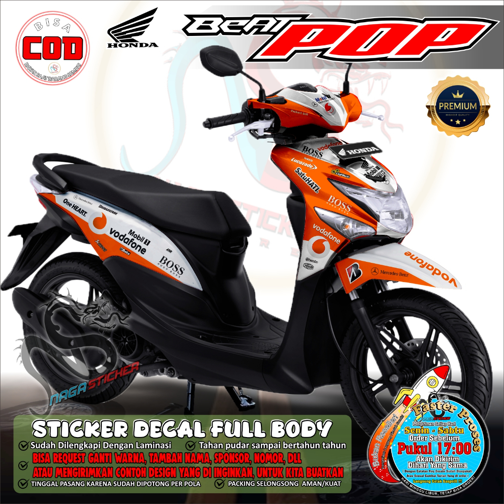 Decal Sticker Full Body Honda Beat Pop Motif Vodafone NS3601 Design Can ...
