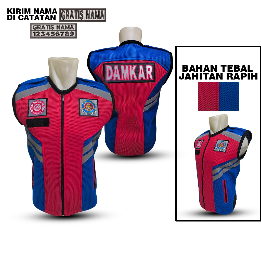 MERAH Wirasardi - Thick Red and Blue Double Mesh Fire Vest | Shopee ...