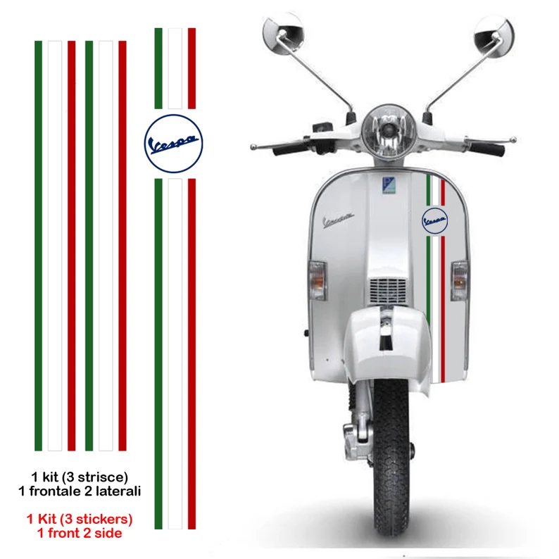 MERAH HIJAU 1 Set Vespa strip green white red Italian flag with blue ...