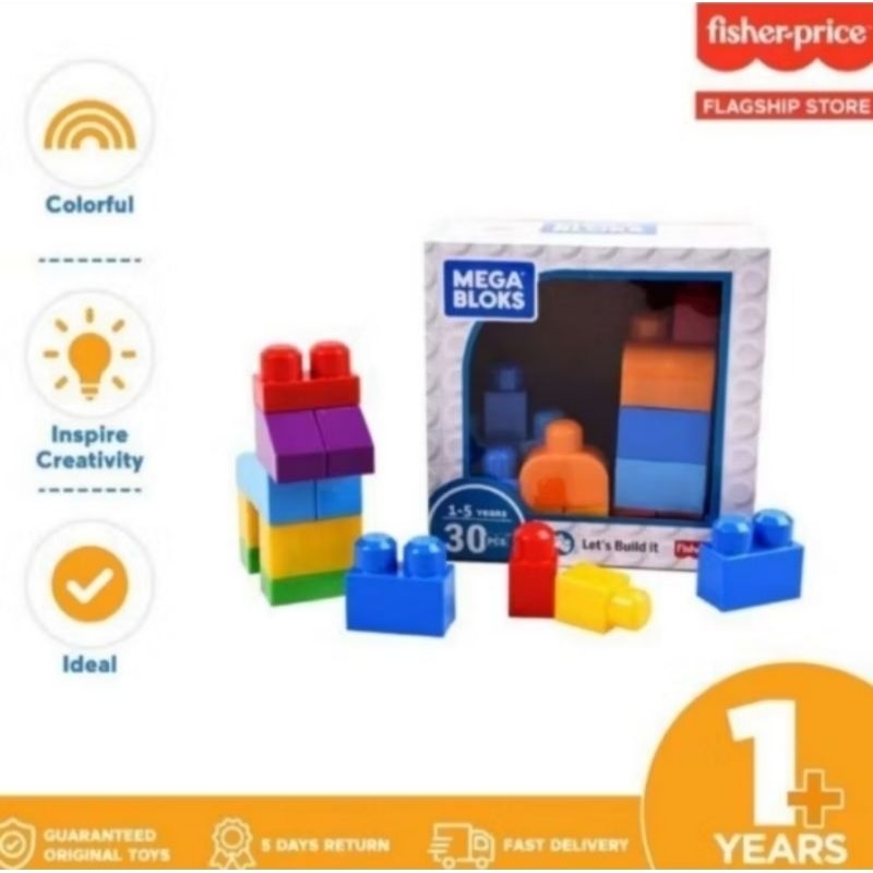 Mega Bloks Fisher Price Mega blocks contains 30 blocks for children's ...