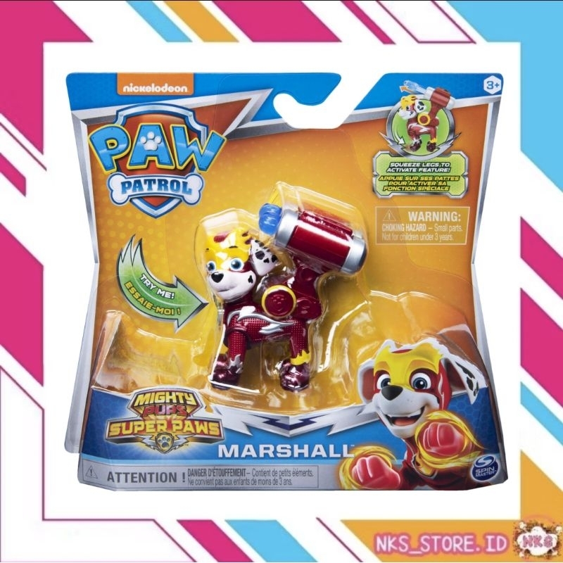 Paw Patrol Mighty Pups Marshall Super Paws Action Figure Nickelodeon ...
