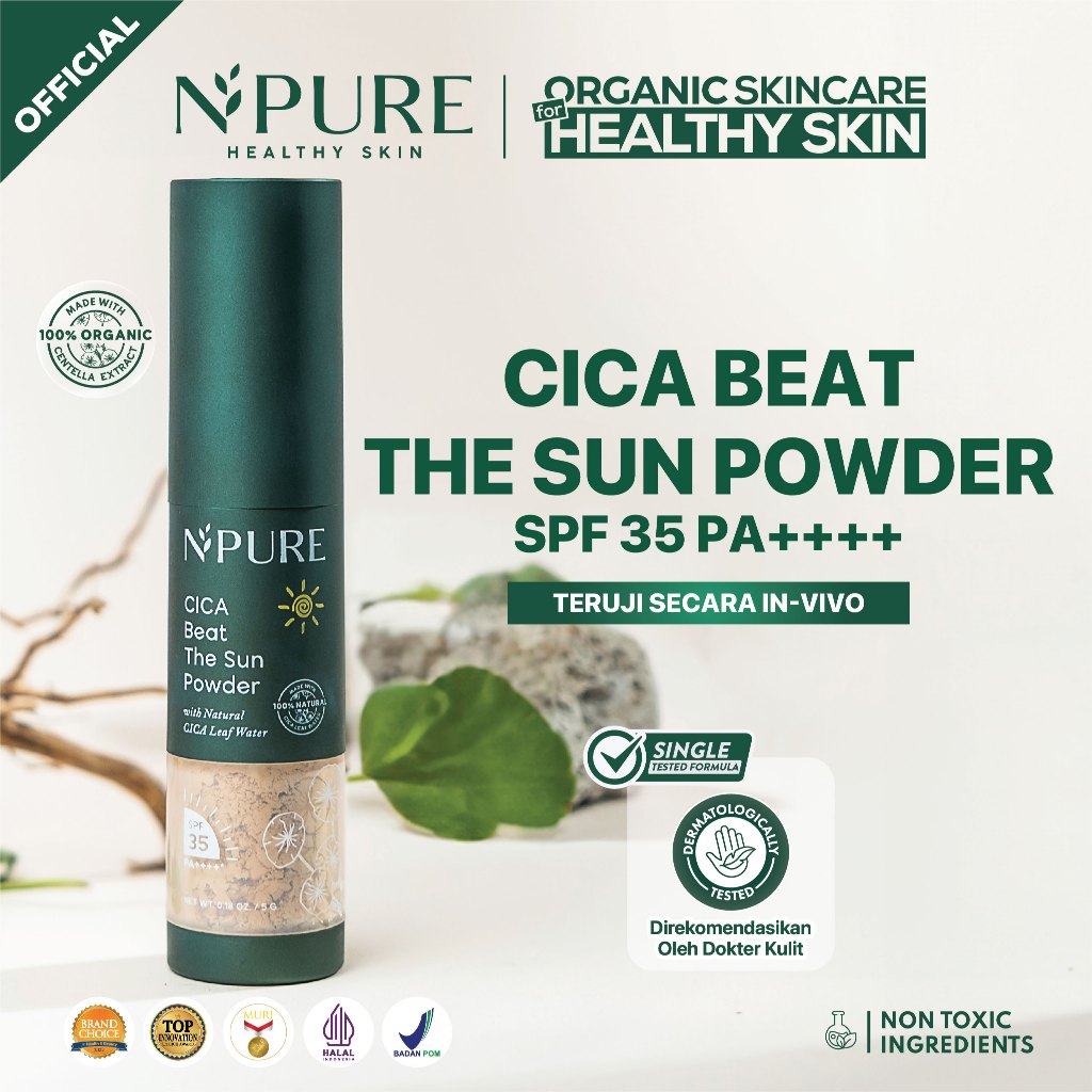 NPURE Sunscreen Powder Cica / Beat the Sun Powder / Sunscreen Bedak ...