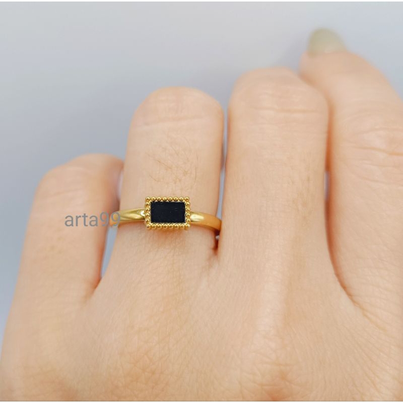 MATA Simple luxury Titanium box black eye ring | Shopee Malaysia