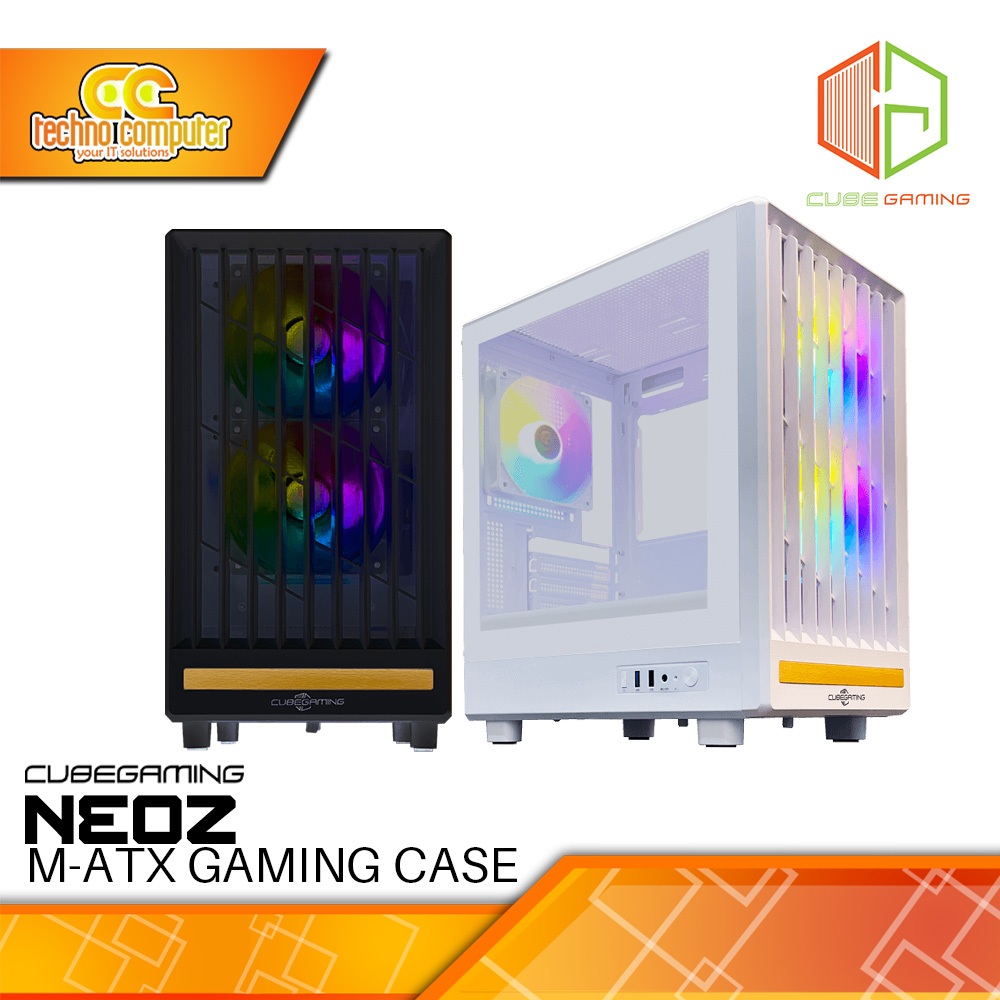 Neoz GAMING CUBE CASING - Mid Tower mATX Case Tempered Glass (Free 3x ...