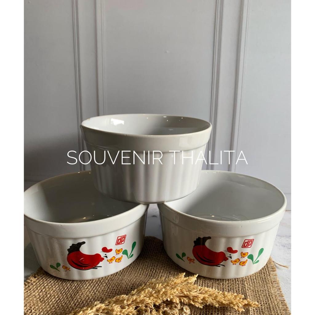 Souvenir Ceramic Bowl with Female Rooster Motif Two Tone Female Chicken ...
