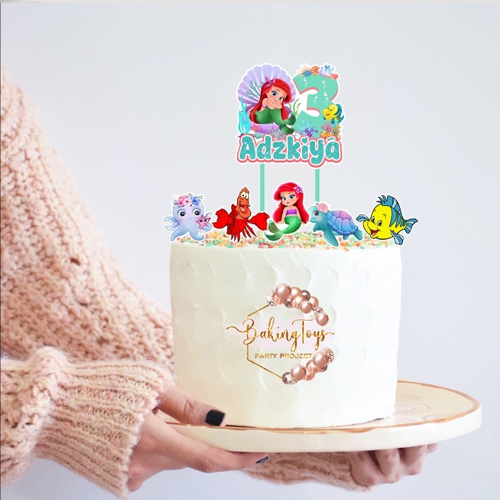 Mermaid Arial Chibi Shells - Birthday Cake Topper / Birthday Cake ...