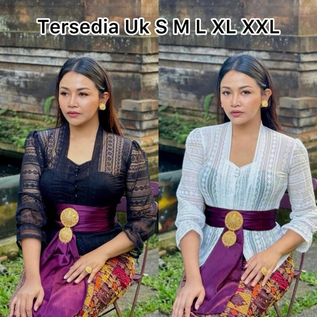 PUTIH HITAM Malika Women's Brocade Kebaya Traditional Clothes Balinese ...
