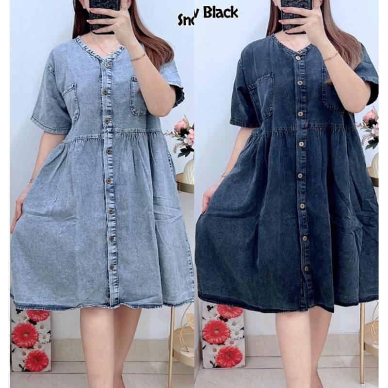 6661 WOMEN'S TWO POCKET JEANS DRESS LD116 |Button DRESS|Modern SIMPLE ...