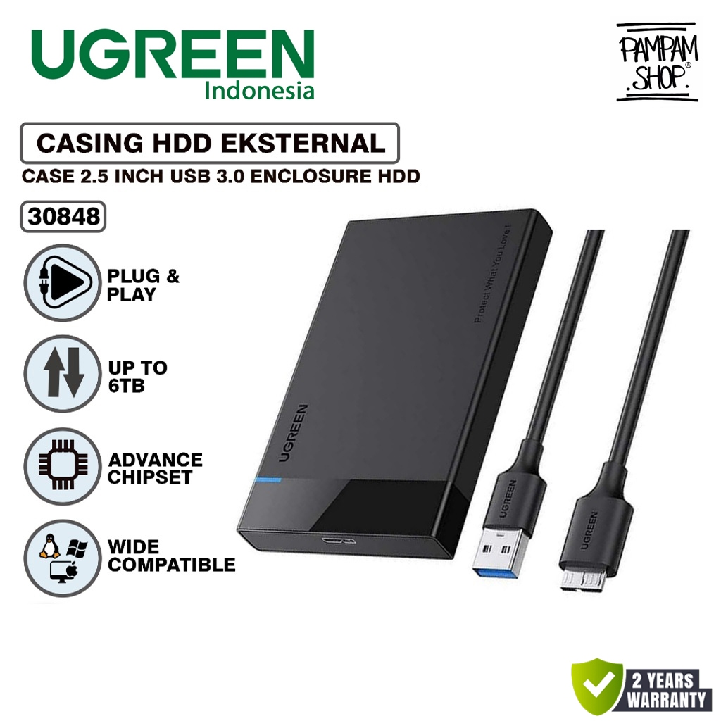Ugreen 30848 Hard Disk Drive Casing Enclosure External 2.5" SATA Micro ...