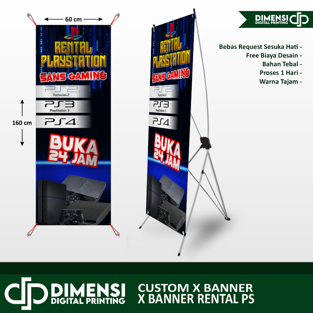 Costum X banner / standing banner / ps rental business purpose banner ...
