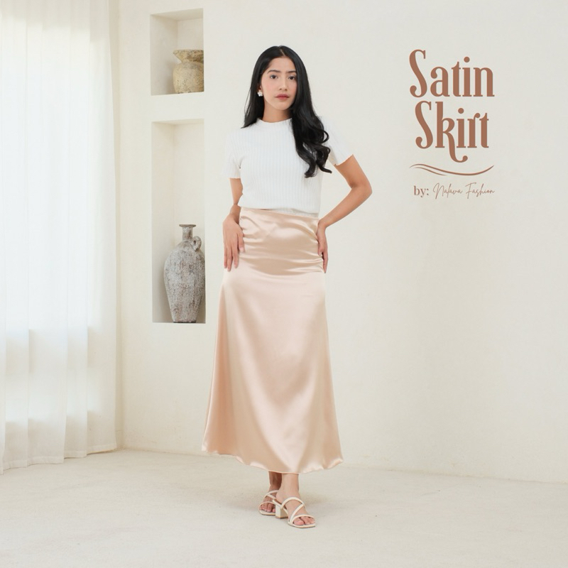 Nalava Satin Silk Long Flowy Skirt Korean Mermaid Satin Maxi Skirt ...