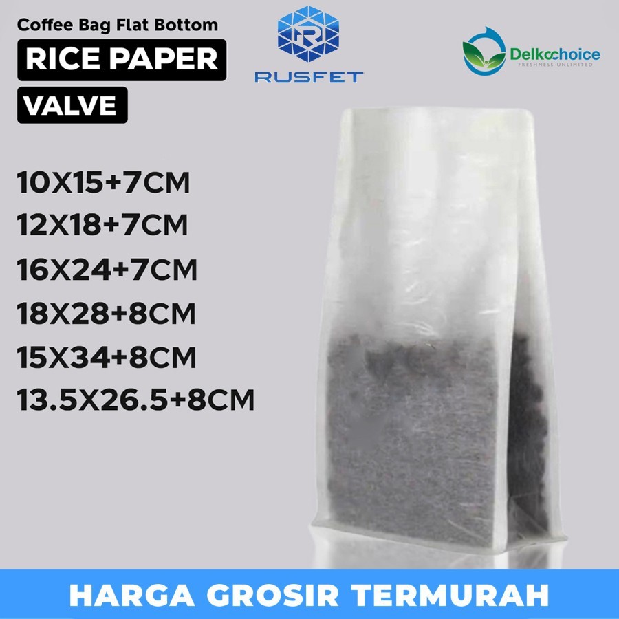 Standing pouch flat bottom ziplock white kraft valve rice paper valve ...