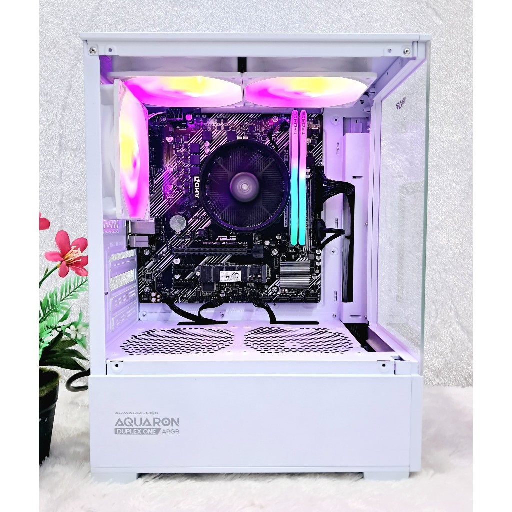 Gaming PC Ryzen 7 5700G 8 Core 16Thread CPU 16GB DDR4 RGB White NVMe ...