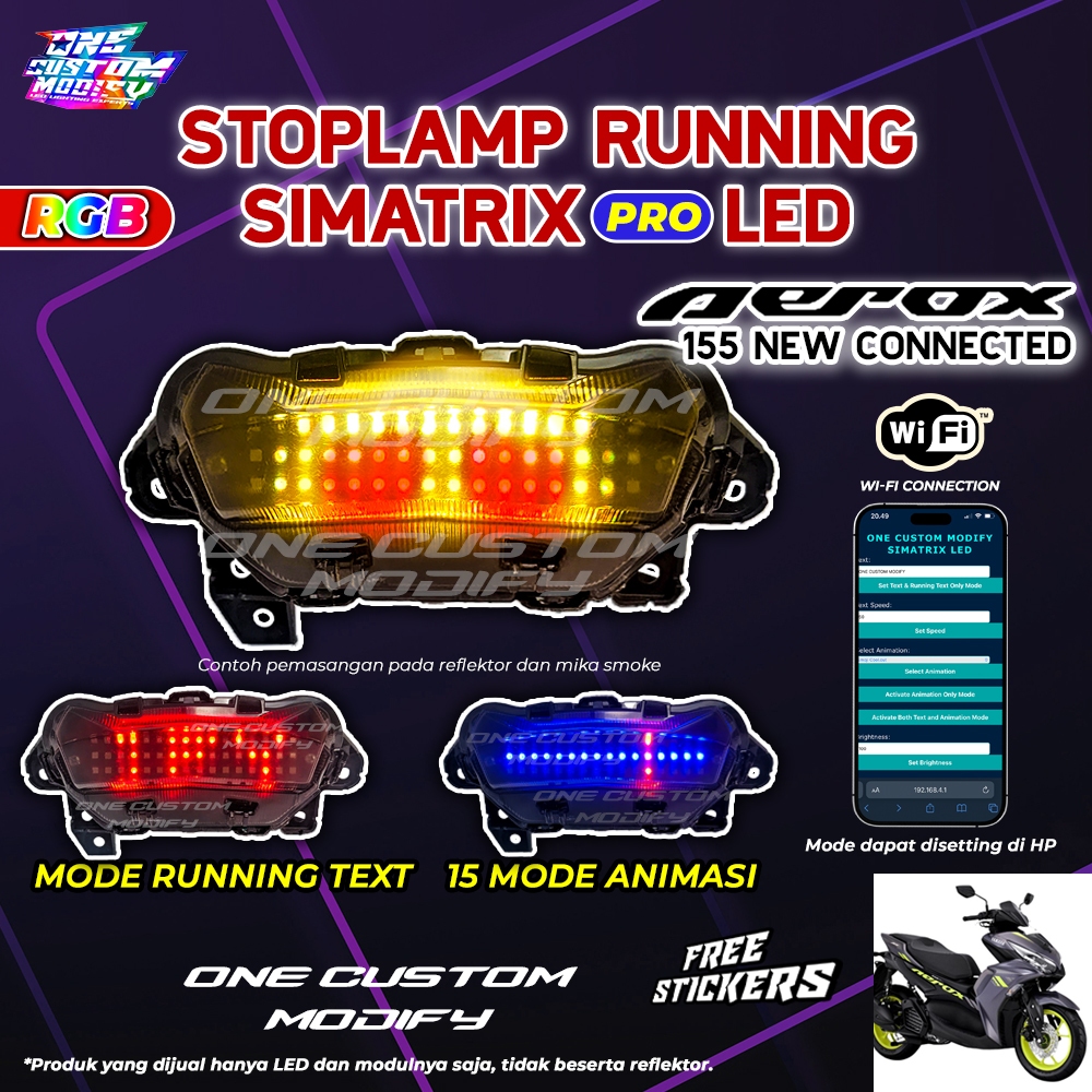 Stoplamp Running Text Animation Aerox New Simatrix Pro RGB LED Brake Lights One Custom ...