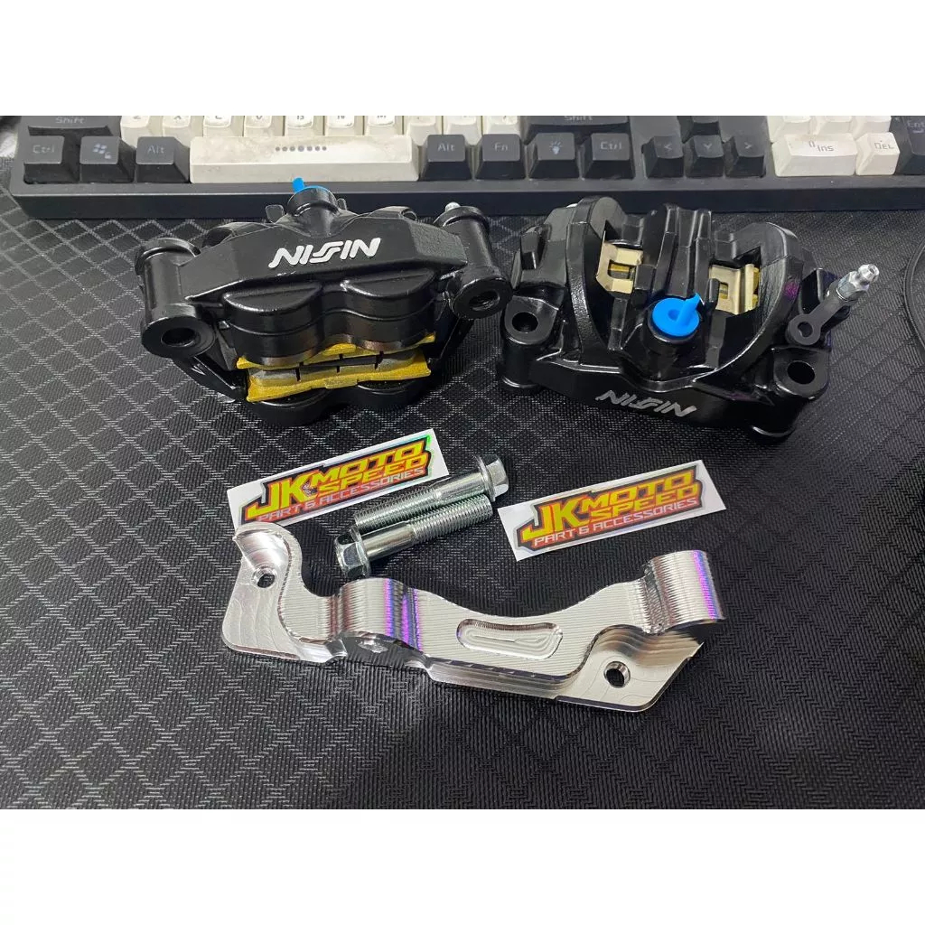 Disc CALIPER + DISK BRACKET BIG 4 PISTON TWINS AFRIKA PREMIUM RADIAL ...