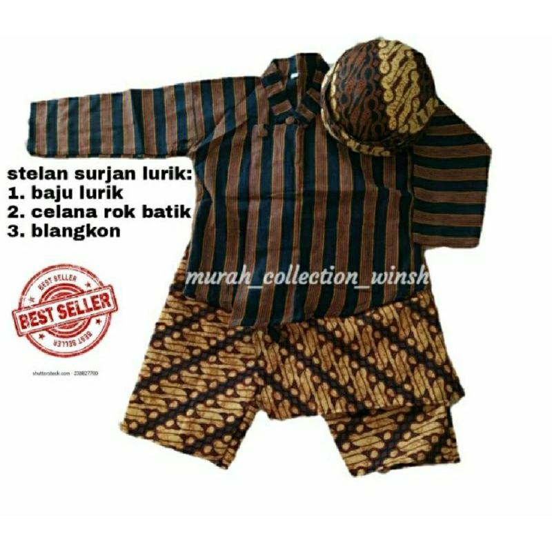 Boys' traditional clothes / boys' lurik clothes / boys' Javanese ...