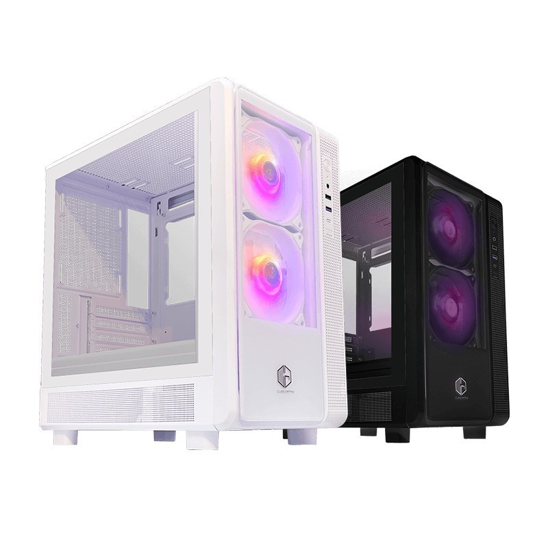M-ATX Retro Glass Gaming Cube PC Case Includes 2 ARGB Fans | Shopee ...