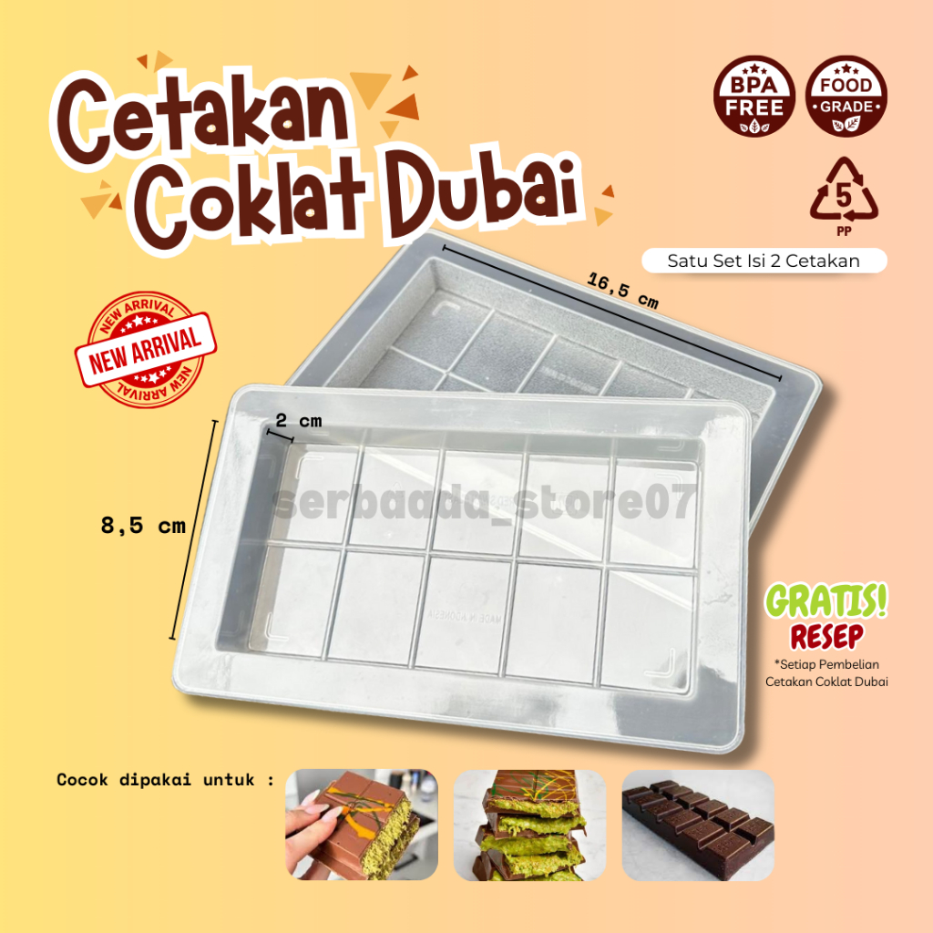 Dubai Style Viral Chocolate Mold Cavity Block 2 Food Grade PP Plastic ...