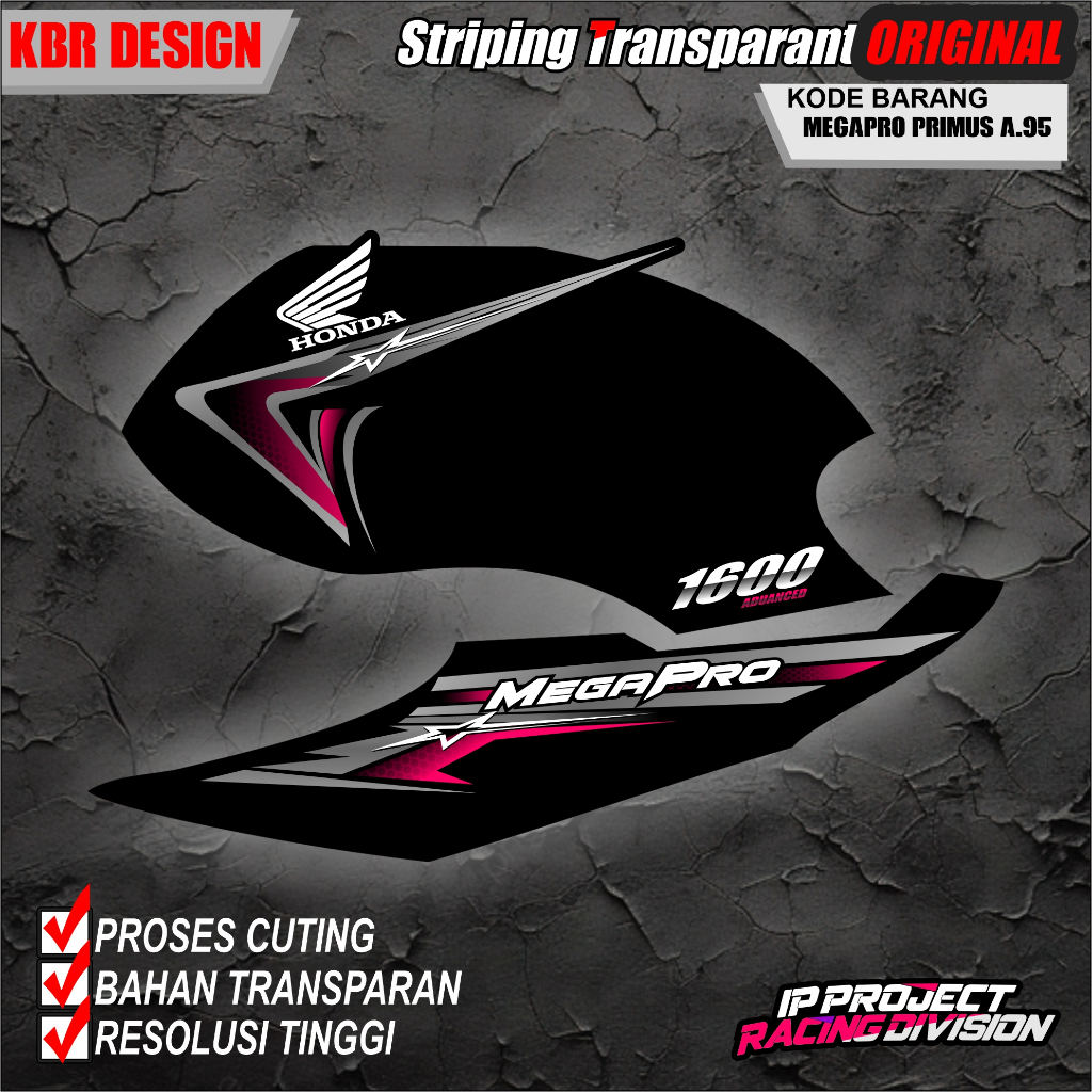 Original STRIPING FOR HONDA MEGAPRO PRIMUS 2000 - 2009 HOLOGRAM AND ...