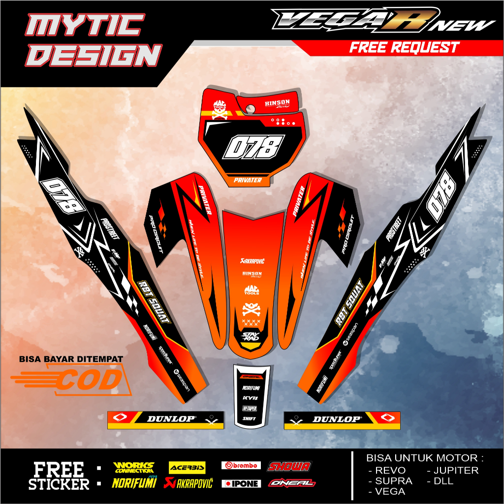 Rbt VEGA R NEW Striping Sticker Modified Mythic Design Moped 25.01 ...