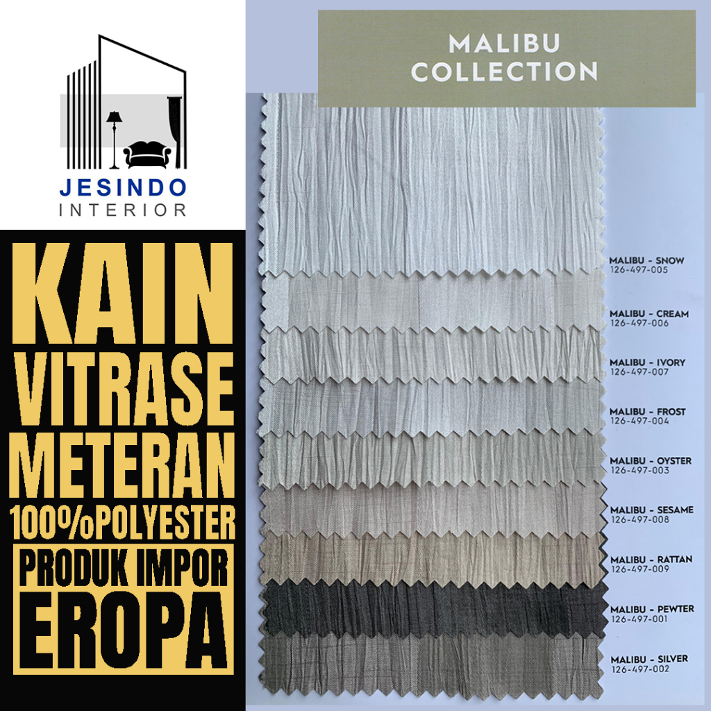 Malibu COLLECTION Transparent Vitrase Meter Polyester Material Width ...