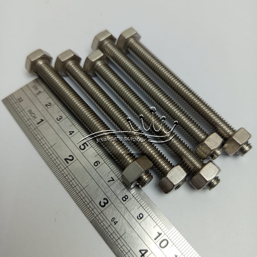 STAINLESS NUT BOLT M8X80 FULL DRAFT LENGTH 8CM KEY 13 8 CM BAUD 12 STENLIS STAINLIS ANTI RUST SS ...