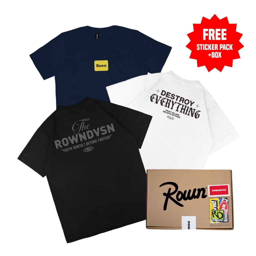 Bundling 3 T-Shirts Buy 1 Get 3 [STICKER PACK AND BOX] Rown Division ...