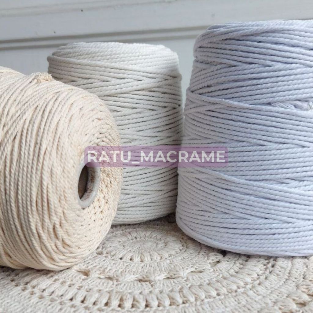 KATUN 2mm 3MM 4MM 1KG 3PLY NATURAL Macrame Cotton Rope | Shopee Malaysia