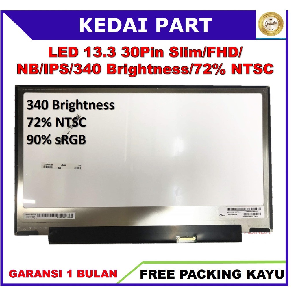 Led LCD 13.3 13 Inch 30 Pin 30pin Slim Full HD FHD IPS 340 Brightness ...