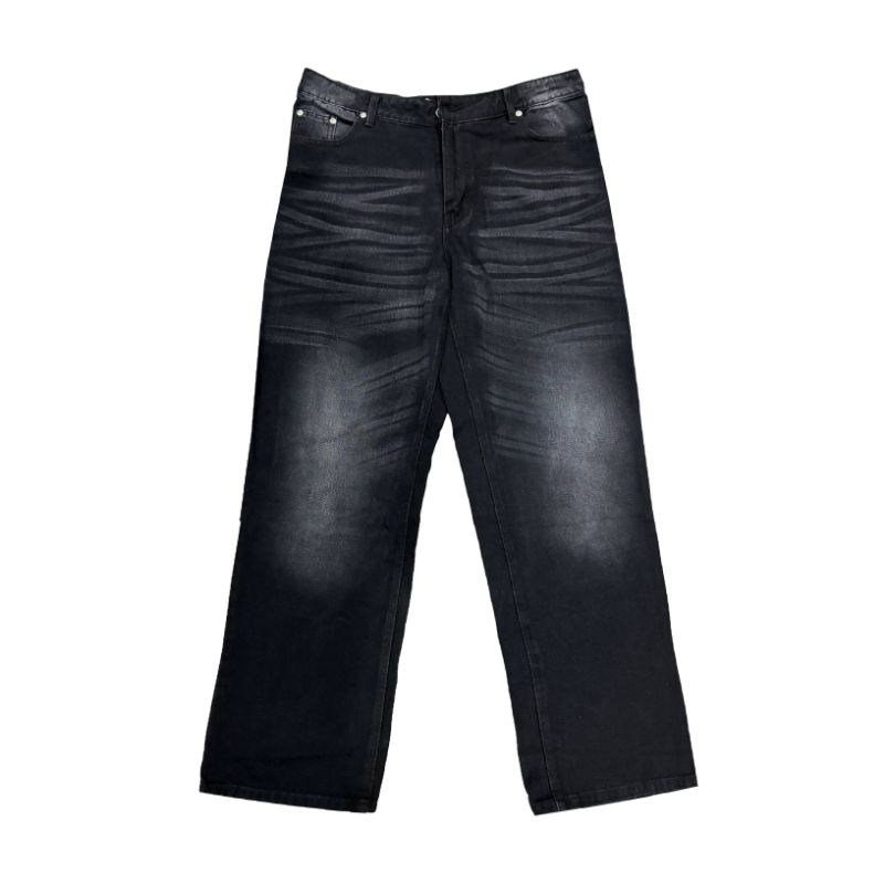 Thenational JET Black Wash Jeans V1 – Baggy Fit Denim Pants for Men and ...