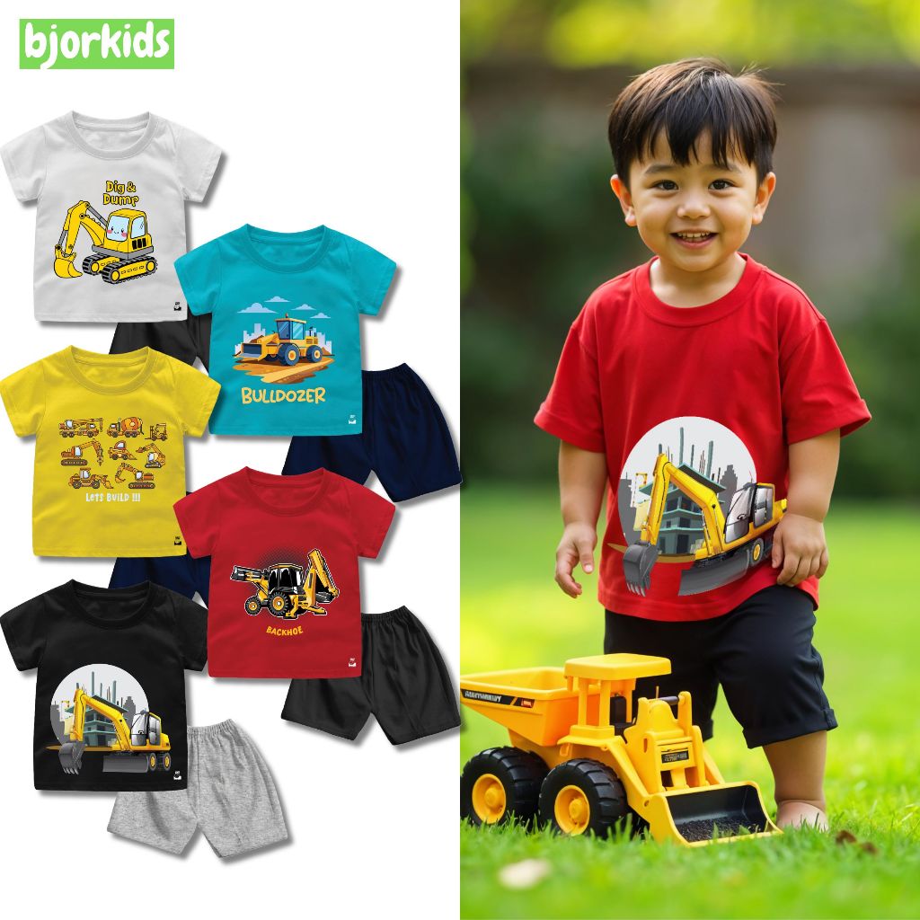 KATUN Baby & Boy Short Suit Excavator Series Big Dozer Backhoe Group ...