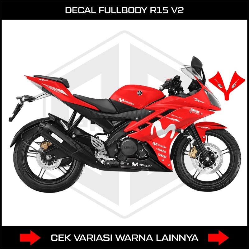 MERAH Red Movistar Yamaha R15 v2 full body Decal | Shopee Malaysia