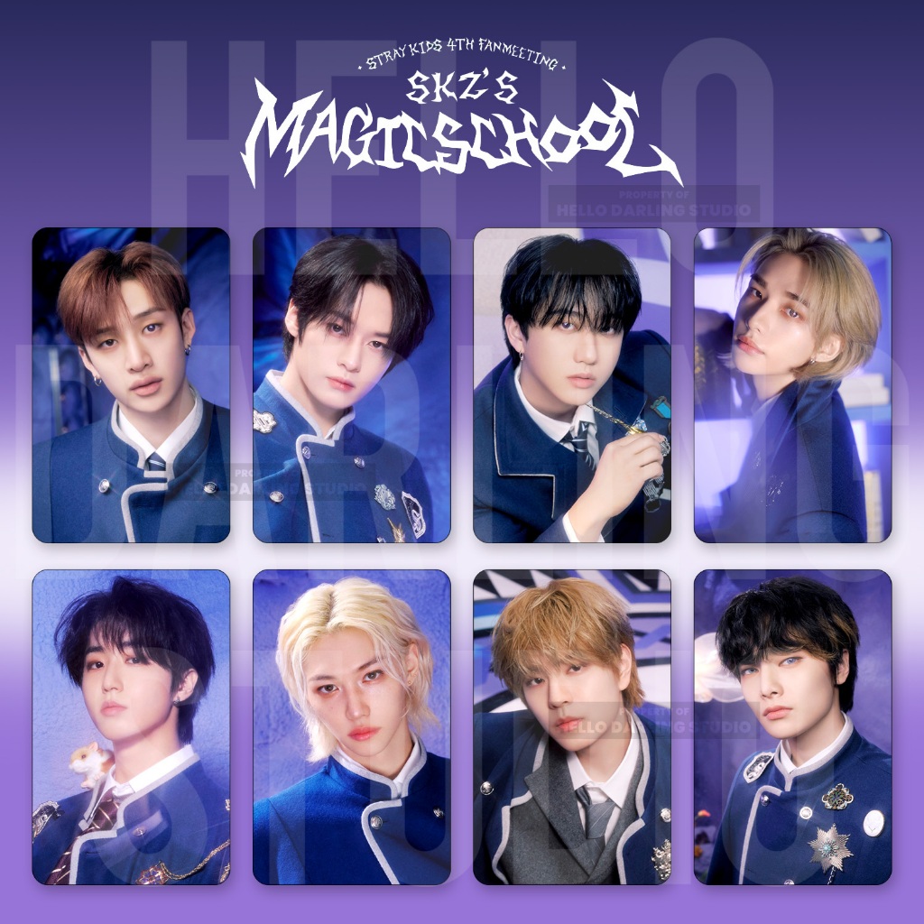8 Pcs Stray Kids Magic School OT8 Photocard set. Unofficial. Fan Made ...