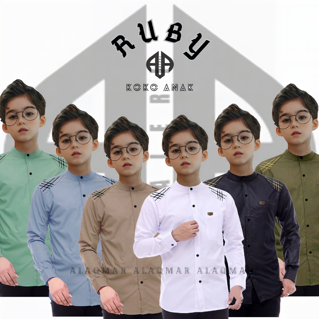 Children's koko shirt with ruby model, combination of embroidery on the ...