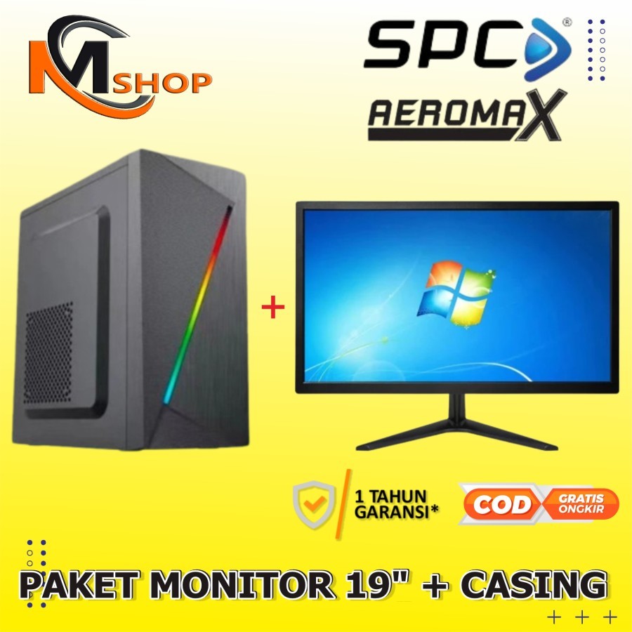 Bundling Package 19" inch SPC Monitor Official Guarantee and Casing / Case PC Standard Micro ATX ...