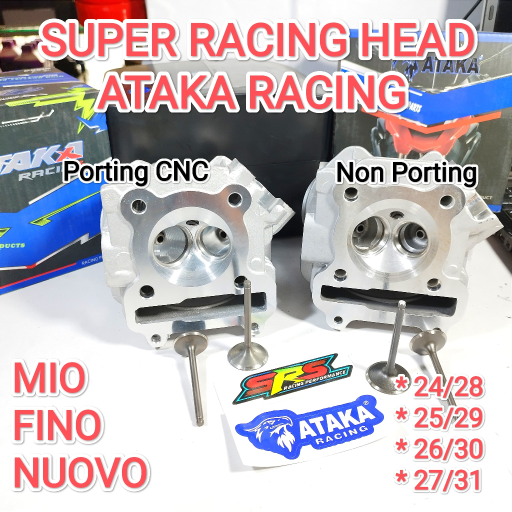 Ataka RACING CYLINDER BLOCK HEAD MIO KARBU FINO KARBU NUOVO BIG VALVE ...