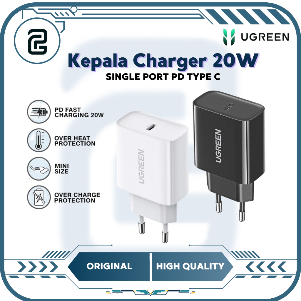 Ugreen Adapter Fast Charging Type-C 20W 20W Type-C Charging Head with ...