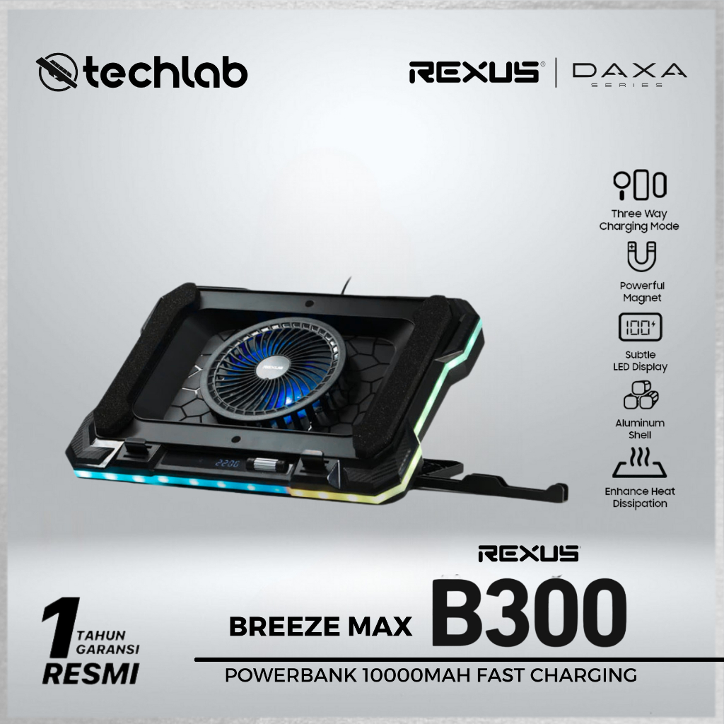 Rexus B300 / B-300 Breeze Max Cooling Pad RGB With Phone Holder | Shopee Malaysia