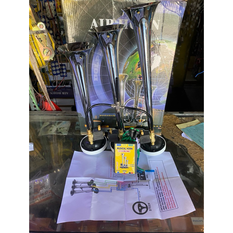 Telolet HORN 3 FUNNELS ALL BRAND 12V / 24V JUST CHOOSE, EQUIPPED WITH ...