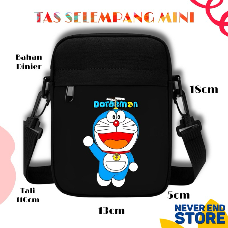 HITAM Doraemon Printed Black Sling Bag 100% Dinier Cordura Material ...