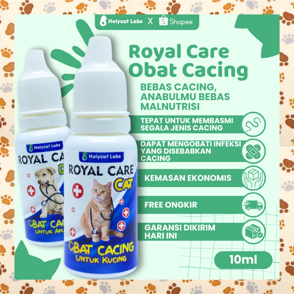 Royal Care Cat WORM MEDICINE Worm Drops Kills Worms, Ground Eggs, Liver ...