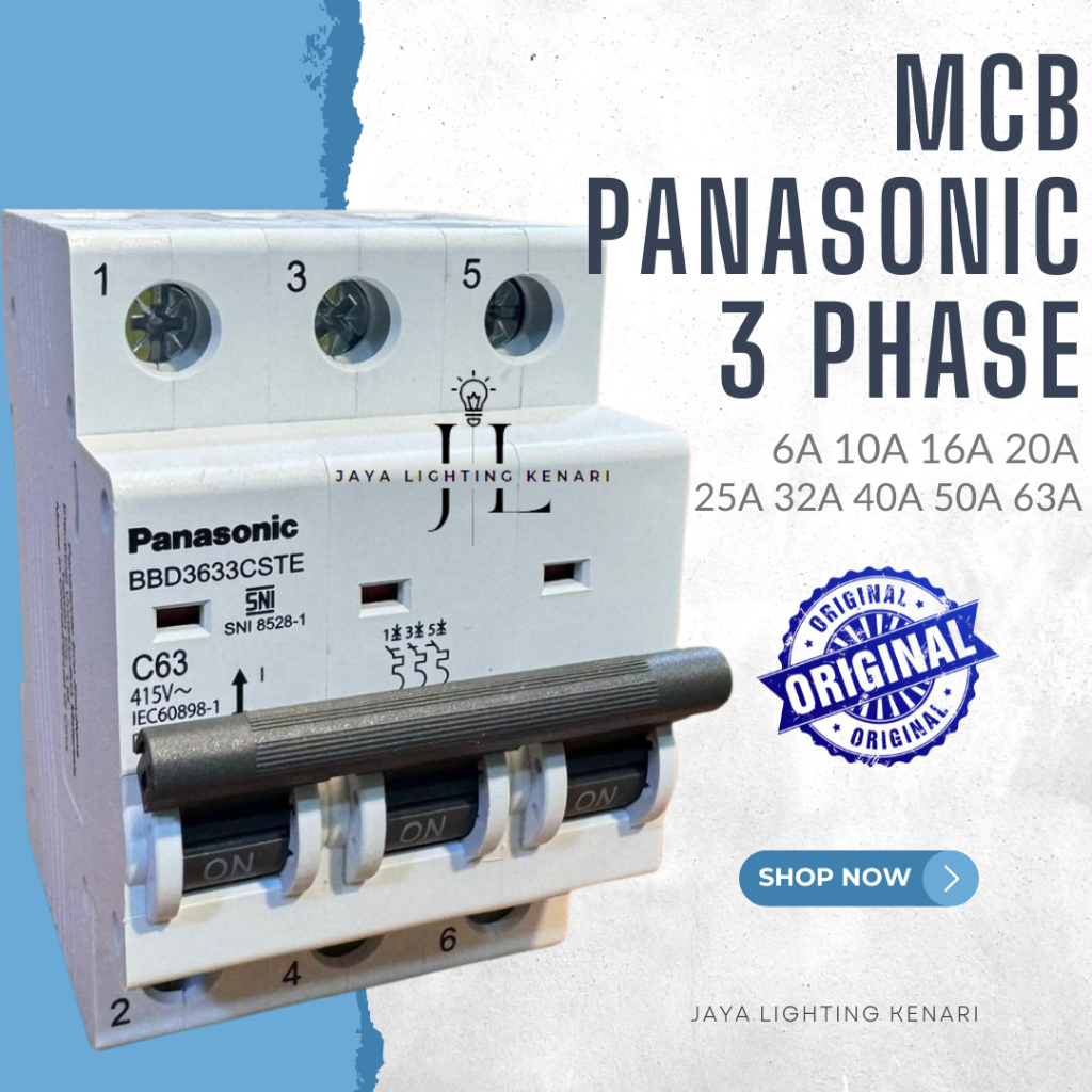 Panasonic MCB 3 Phase 6A 10A 16A 20A 25A 32A 40A 50A 63A 4,5KA ORIGINAL ...