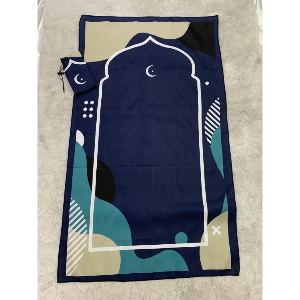 Arbifa | Jumbo Travel Prayer Mat with Annur Navy Pouch motif Turkish ...