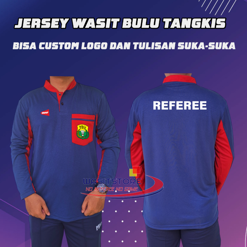 MERAH Badminton REFEREE SHIRT / BADMINTON LONG SLEEVE RED LIST (PBSI ...