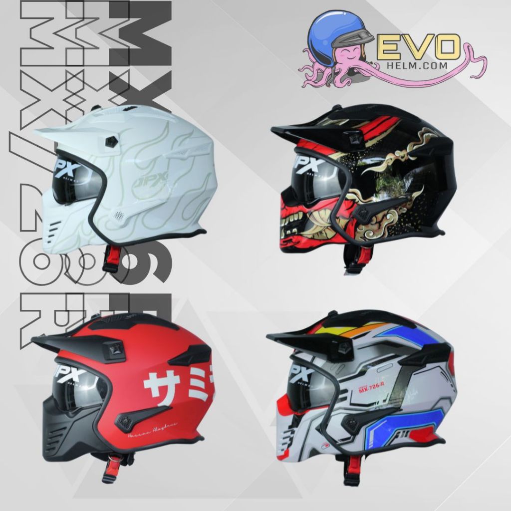 JPX MX726R MOTOCROSS SOLID HELMET & ORIGINAL MOTIF 100% MEN'S HELMET ...