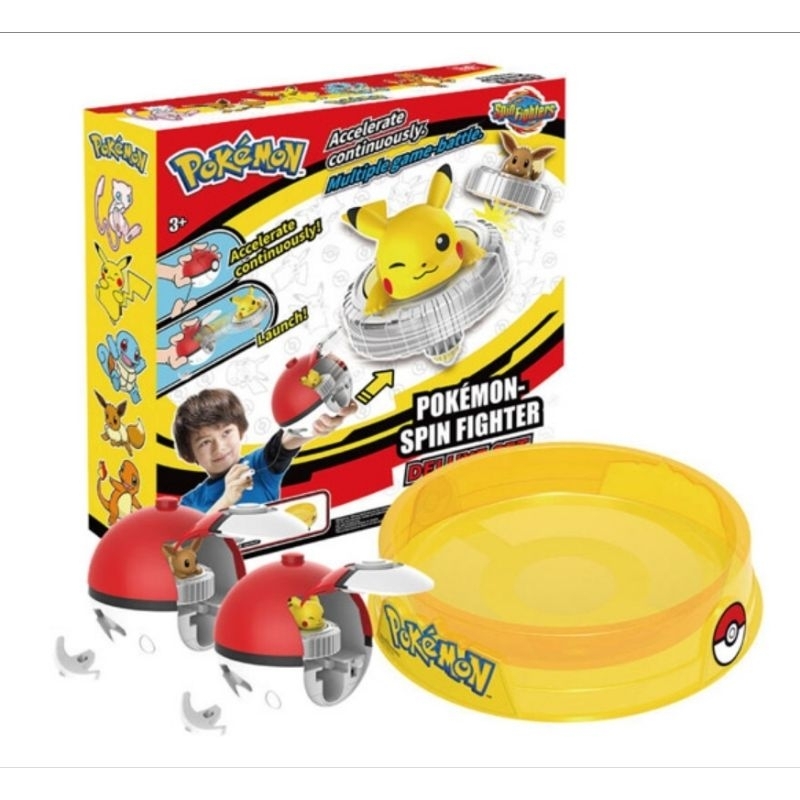 [100% Original] POKEMON SPIN FIGHTER DELUXE SET BEYBLADE PIKACHU EVEE ...